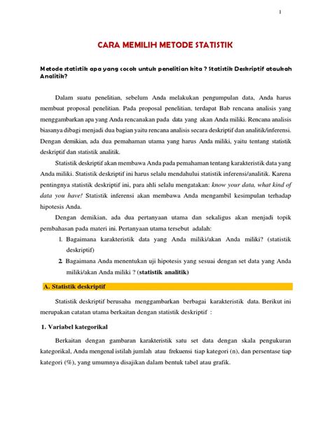 Cara Memilih Metode Statistik Pdf