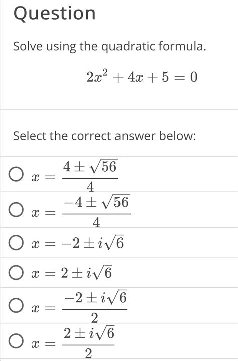 solved questionsolve using the quadratic