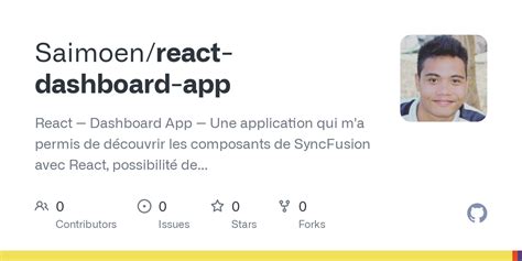 Github Saimoen React Dashboard App React Dashboard App Une Application Qui M A Permis