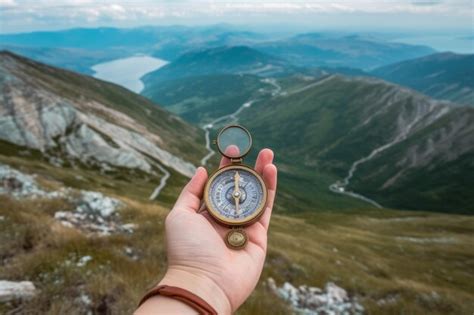 Premium Ai Image Compass Hands Traveler Generate Ai