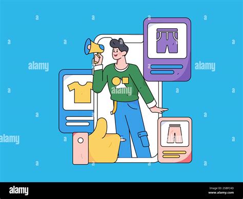 Internet Celebrity Live Broadcast With Goods Vector Internet Hand Drawn