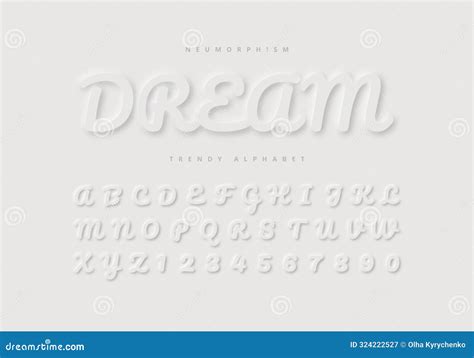 Trendy Neumorphism Font Modern Alphabet Letters And Numbers Cartoon