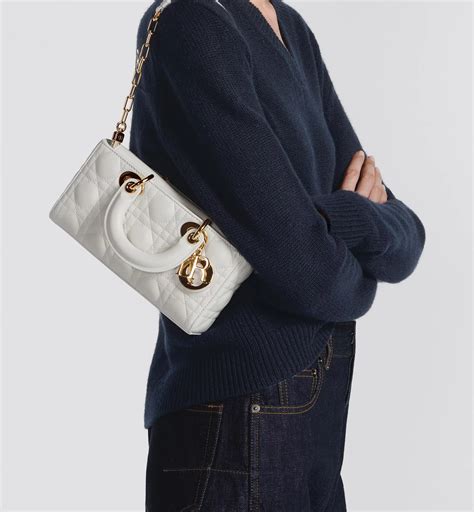 Small Lady D Joy Bag Latte Cannage Lambskin Dior