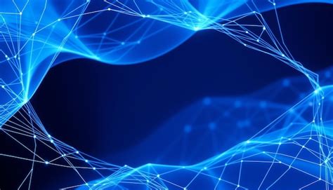 Abstract Blue Network Glowing With Points Of Light Premium Ai Generated Image