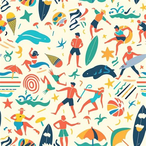 Premium Photo Summer Seamless Pattern