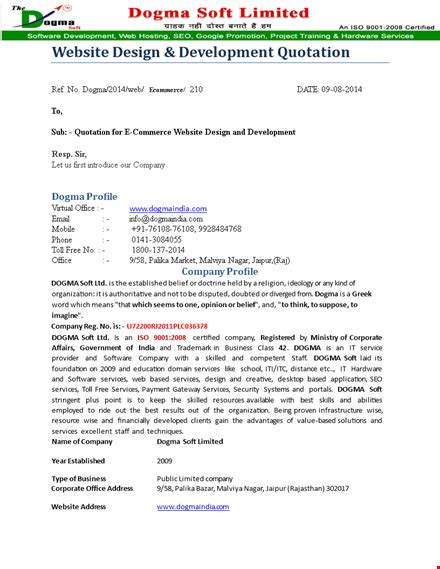 Design Quotation Format