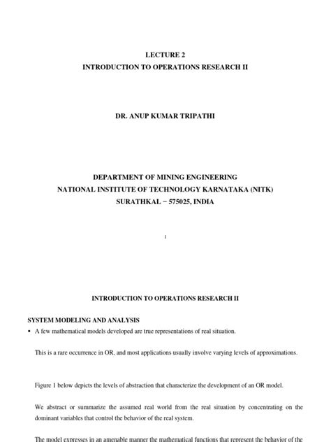 Lecture 2 Introduction To Operations Research Ii Pdf Teaching
