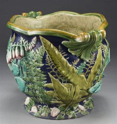 Minton Majolica Foxglove Jardinier Antique Floral Ceramic Planter