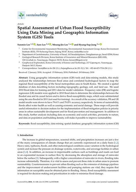Pdf Spatial Assessment Of Urban Flood Susceptibility Using Data