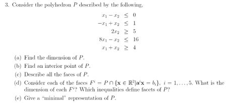 Solved Consider The Polyhedron P Described By The Following Chegg