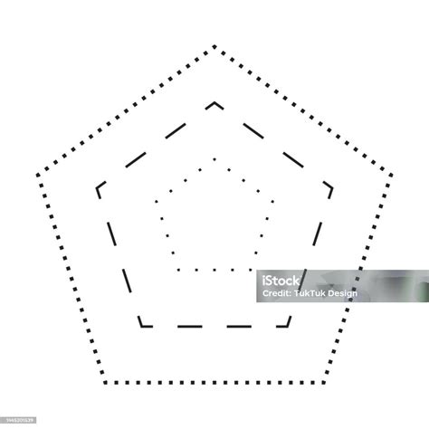 미취학 아동 유치원 및 몬테소리 어린이 사전 작성 그리기 및 절단 연습 활동을 위한 오각형 모양 기호 점선 및 점선 요소 추적