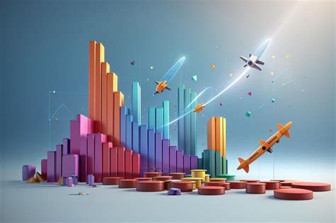 Premium Ai Image 3d Render Business Graph With Flying Bar Chart Space For Business Startup And