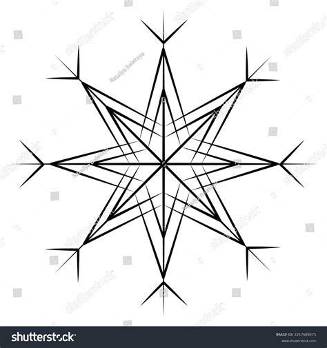 Outline Drawing Snowflake On Transparent Background Stock Vector