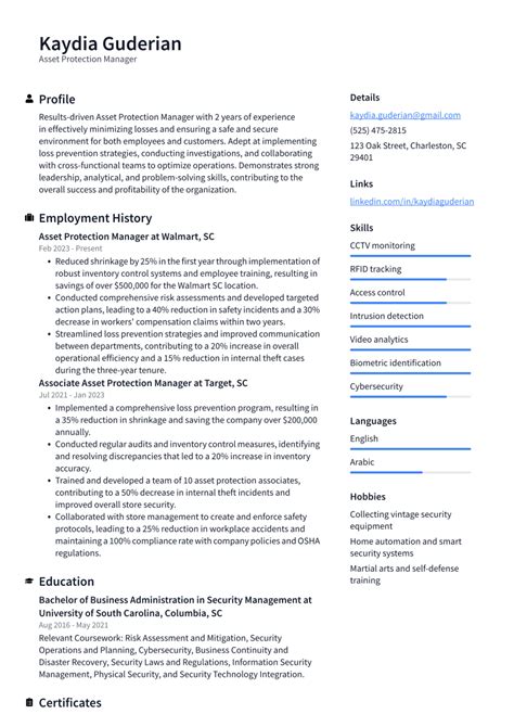 Top 18 Asset Protection Manager Resume Objective Examples