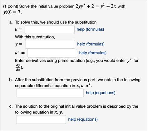 solved 1 point solve the initial value problem 2yy 2