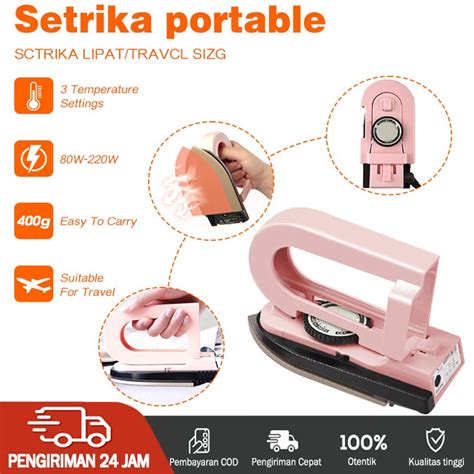 Jual Setrika Lipat Mini Travel Dry Iron Detachable Handle Portable Traveling Strika Lipat