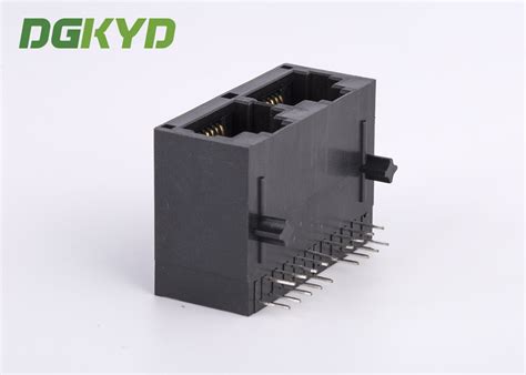 Ganged Dual Port RJ45 Modular Jack CAT6 Rj45 Gigabit Connector Module