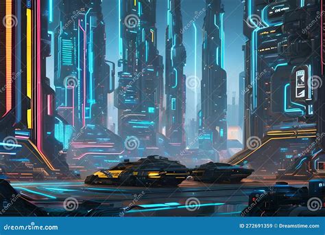 Digital Dreamscape A Futuristic City Built On Circuitry With Generative Ai Stock Illustration