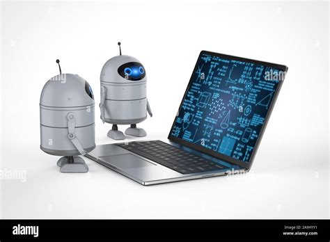 Machine learning concept with 3d rendering android robot with math formula Stock Photo - Alamy
