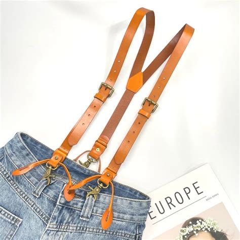 남성용 가죽 멜빵 24cm 폭 버튼후크 남성용 빈티지 멜빵 바지 슬링 바지 조절 가능한 스트랩 웨딩 액세서리