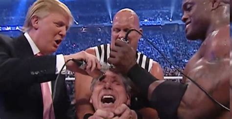 笑裂开了！特朗普参加wwe跟总裁干架，把对手头发剃光腾讯新闻