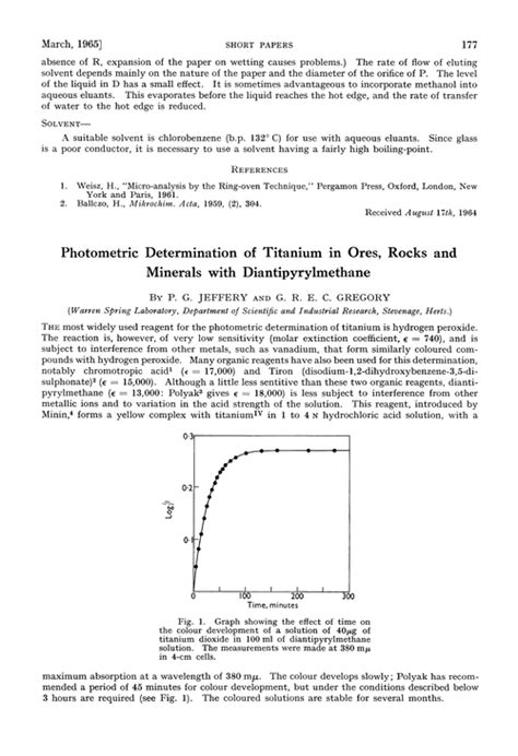 Photometric Determination Of Titanium In Ores Rocks And Minerals With Diantipyrylmethane10