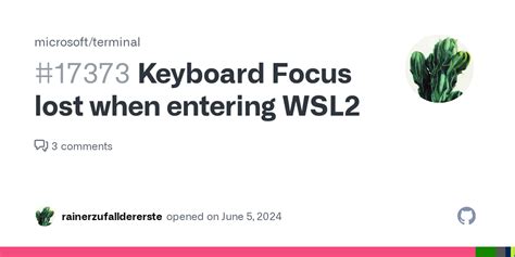 Keyboard Focus Lost When Entering Wsl2 · Issue 17373 · Microsoftterminal · Github
