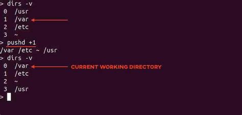 pushd command in linux