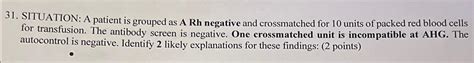 Solved Situation A Patient Is Grouped As A Rh Negative And