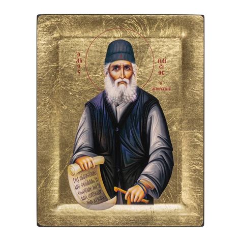 Saint Paisios Of Mount Athos Icon On Canvas With Golden Background