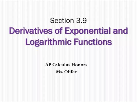 PPT Section Derivatives Of Exponential And Logarithmic Functions PowerPoint Presentation