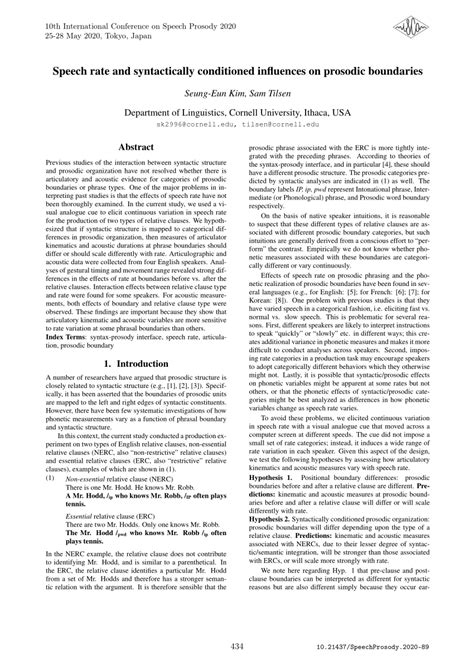 Pdf Speech Rate And Syntactically Conditioned Influences On Prosodic