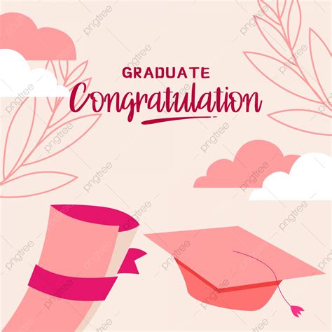 ขอแสดงความยินดีกับแม่แบบการ์ดจบการศึกษาพร้อมหมวกรับปริญญาและภาพประกอบใบรับรองสีชมพู เทมเพลตดาวน์
