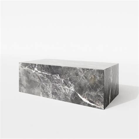 Italian Marble Rectangle Plinth Coffee Table Grey Marble Luxury Coffee Table Marble Tables