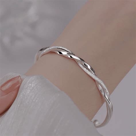 Boutique Jewelry Elegant Glam Silver Twisted Bangle Bracelet Copper