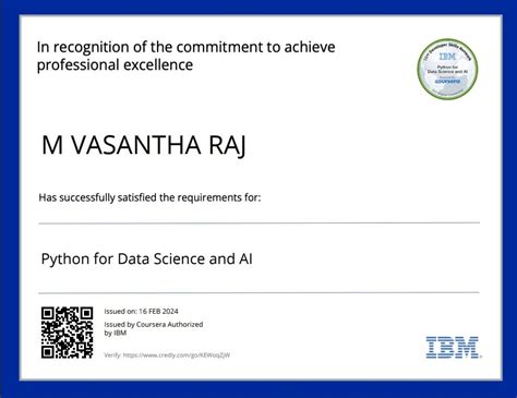 vasantha raj on linkedin coursera ibm python ai datascience