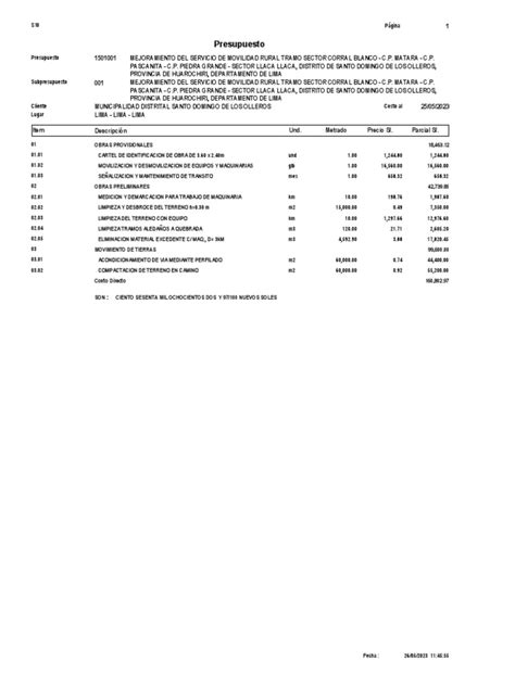 Presupuesto De Obra Pdf Presupuesto De Obra Pdf