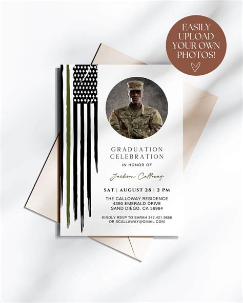 Basic Training Military Graduation Invitation Template Thin Green Line