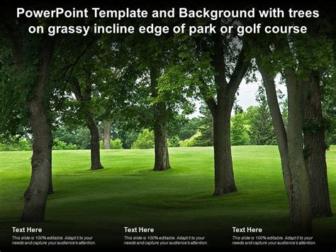 Powerpoint Template And Background With Trees On Grassy Incline Edge Of