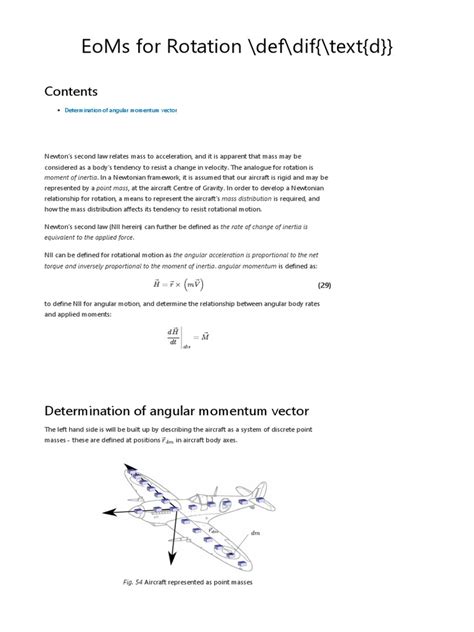 eoms for rotation def dif text d aircraft flight