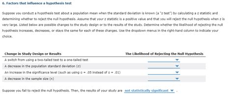 Solved 6 Factors That Influence A Hypothesis Test Suppose