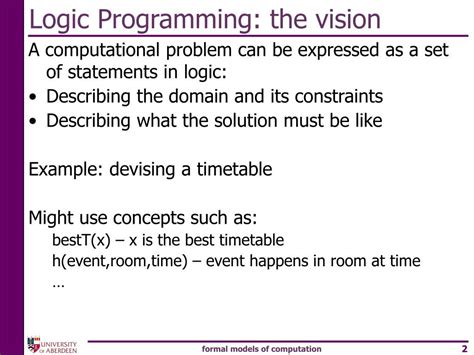 Ppt Formal Models Of Computation Part Ii The Logic Model Powerpoint Presentation Id 5372675