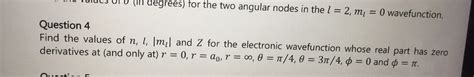 solved find the values of n l ml and z for the