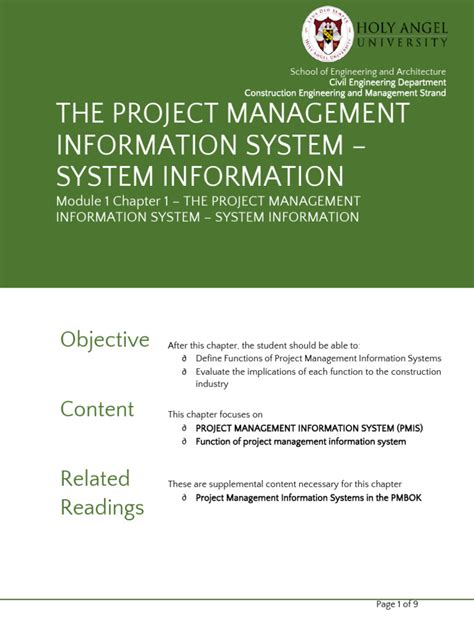 The Project Management Information System System Information Pdf Project Management Business