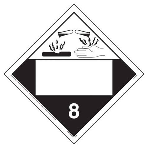 Class 8 Corrosive Placard Blank 20 Mil Polystyrene Unlaminated Part 2800 American Pride