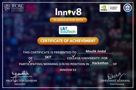 Moulik Jindal On Linkedin Innov8hackathon Jecrcuniversity