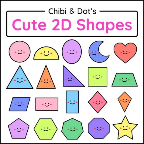 Cute 2d Shapes Clipart Chibi And Dot By Chibi And Dot Tpt