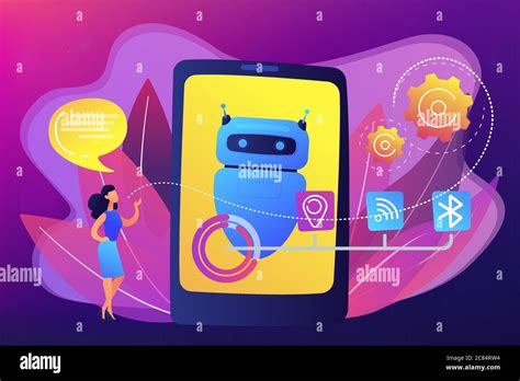 Chatbot Virtual Assistant Via Messaging Concept Vector Illustration