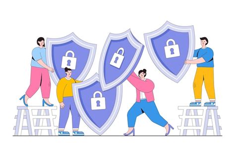 Premium Vector Flat Global Data Protection Cyber Data Security Online With Information Privacy