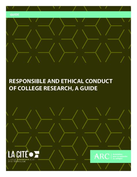 Pdf Responsible And Ethical Conduct Of College Research A Guide